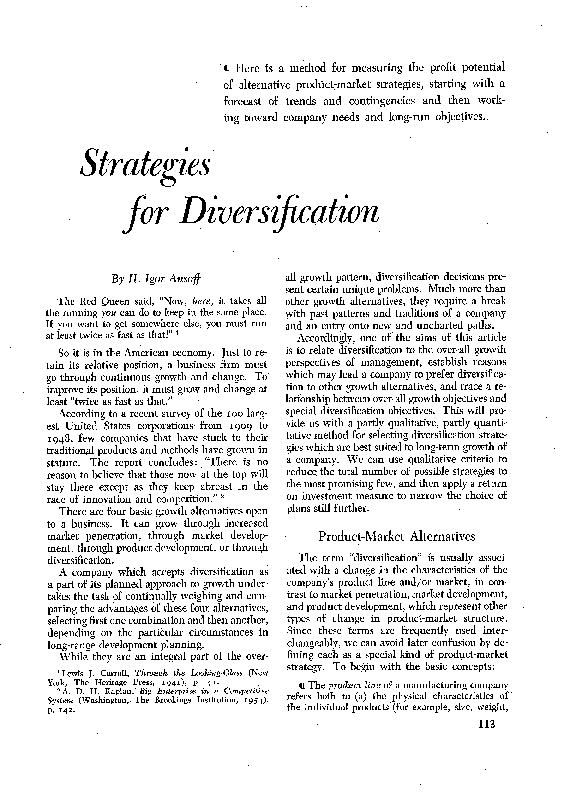 (PDF) Strategies for Diversification