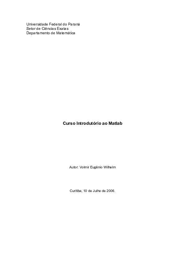 (PDF) Curso Introdutório ao Matlab