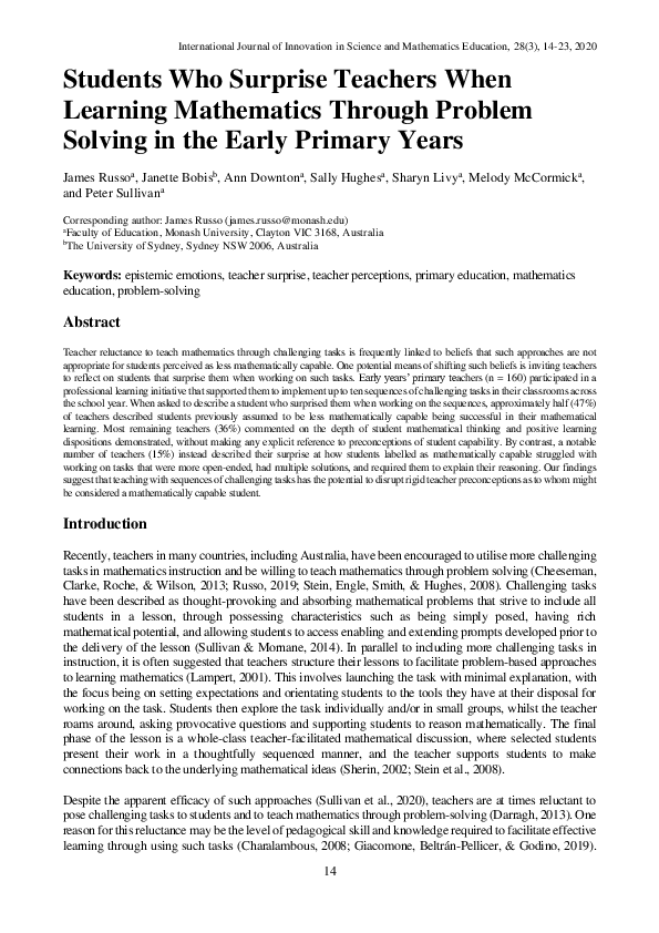 (PDF) Students Who Surprise Teachers When Learning Mathematics Through ...