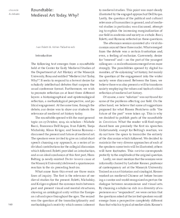 (PDF) Roundtable: Medieval Art Today, Why?, Convivium VII/2