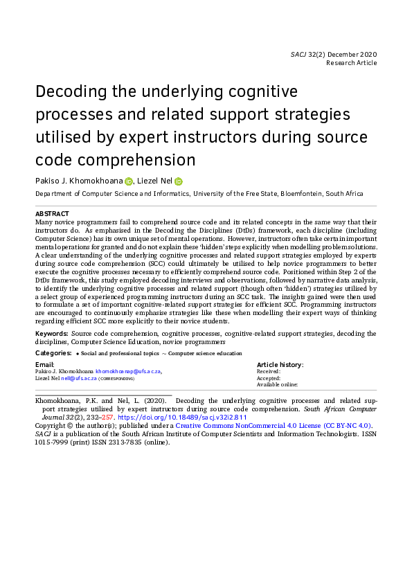 (PDF) Decoding the underlying cognitive processes and related support ...