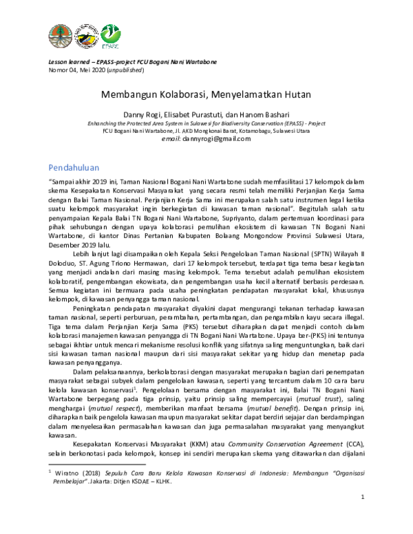 (PDF) Membangun Kolaborasi, Menyelamatkan Hutan
