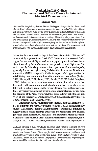(PDF) Rethinking Life Online: The Interactional Self as a Theory for ...