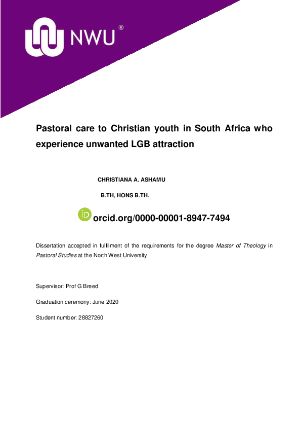(PDF) Pastoral care to Christian youth in South Africa who experience ...