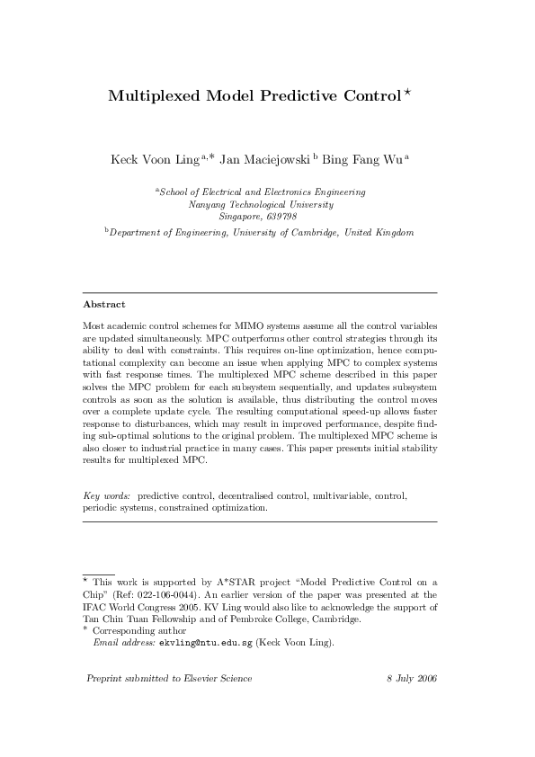 (PDF) Multiplexed model predictive control