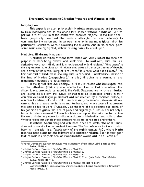 (DOC) Emerging Challenges to Christian Presence and Witness in India