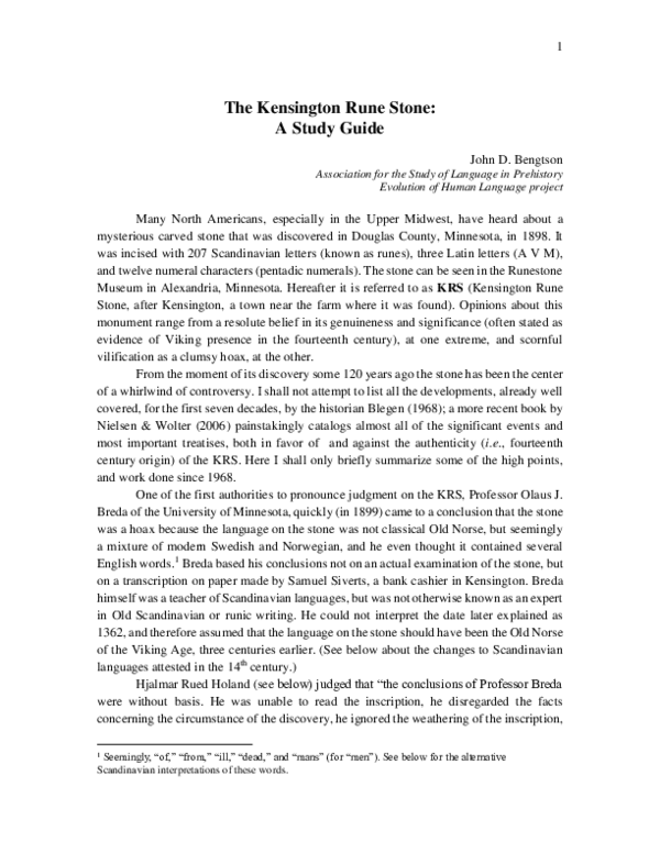 (PDF) The Kensington Rune Stone: A Study Guide