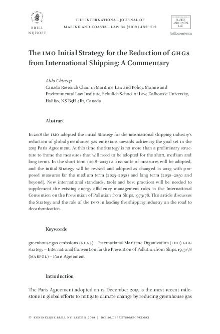 (PDF) The IMO Initial Strategy for the Reduction of GHGs from ...