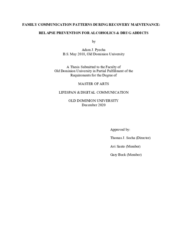 (PDF) FAMILY COMMUNICATION PATTERNS DURING RECOVERY MAINTENANCE ...