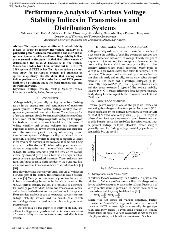 (PDF) Performance Analysis of Various Voltage Stability Indices in Transmission and Distribution ...