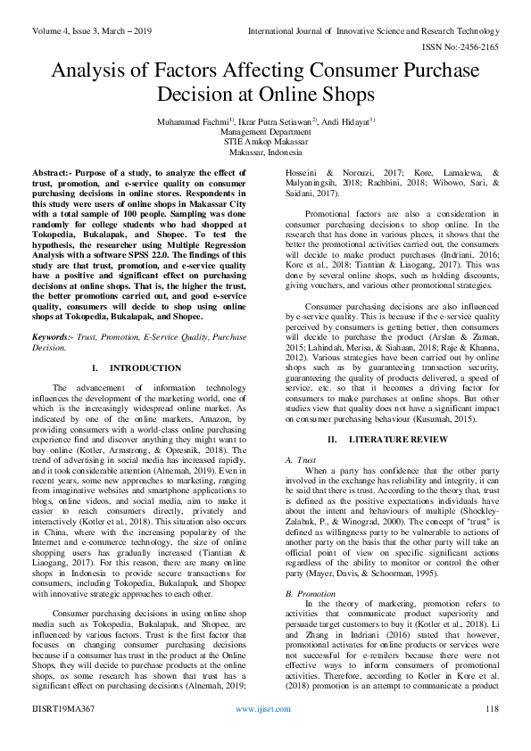 (PDF) Analysis of Factors Affecting Consumer Purchase Decision at ...