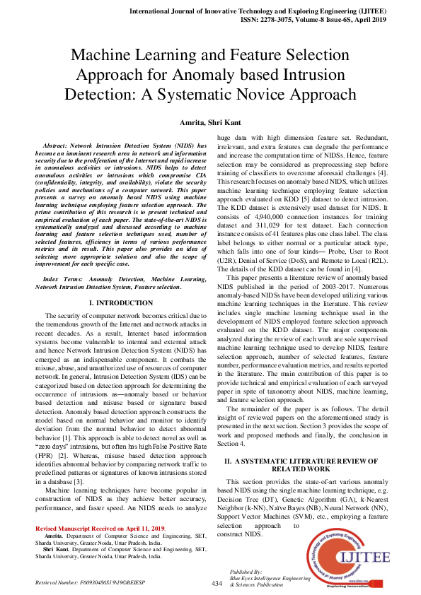 (PDF) F60930486S19 Machine Learning and Feature Selection