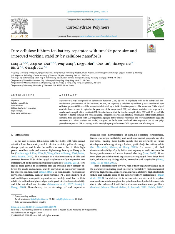 (PDF) Pure cellulose lithium-ion battery separator with tunable pore ...