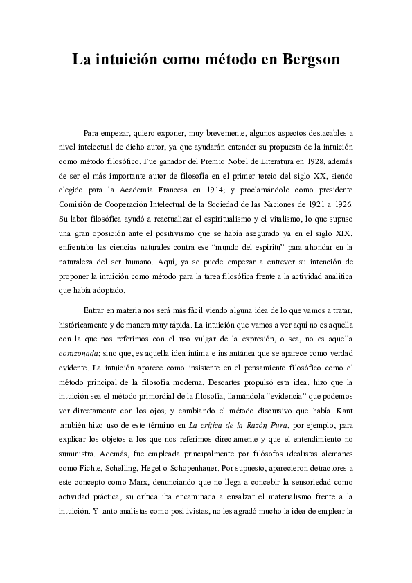 (DOC) La intuición como método en Bergson