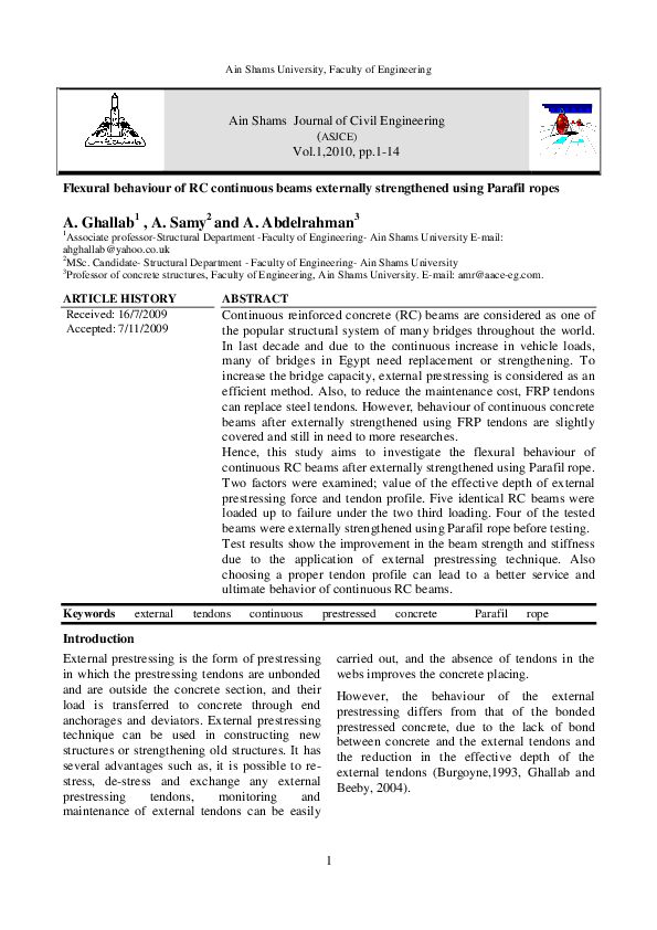 (PDF) Flexural behaviour of RC continuous beams externally strengthened ...