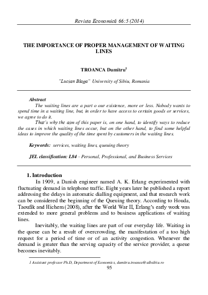 (PDF) THE IMPORTANCE OF PROPER MANAGEMENT OF WAITING LINES