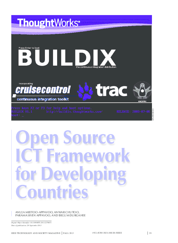 (PDF) Open Source ICT Framework for Developing Countries