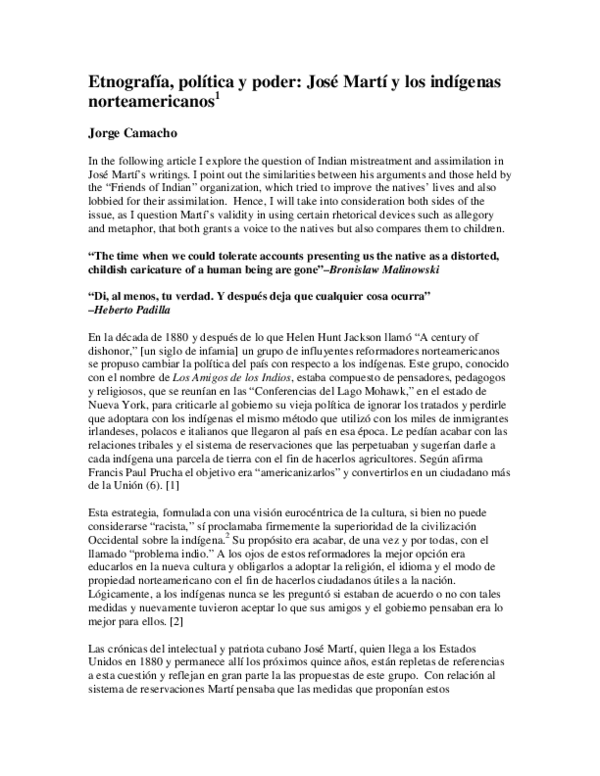 (PDF) "Etnografía, política y poder: José Martí y los indígenas ...