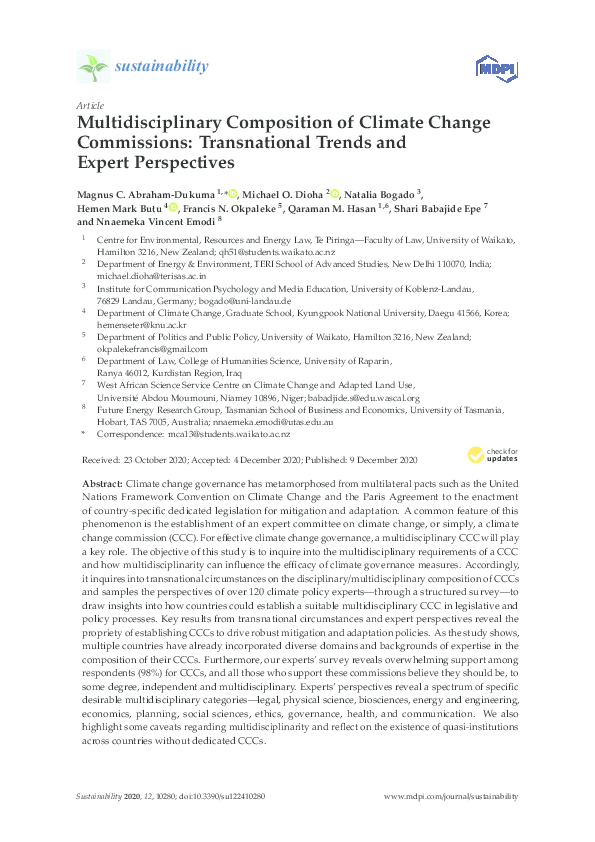 (PDF) Multidisciplinary Composition of Climate Change Commissions ...