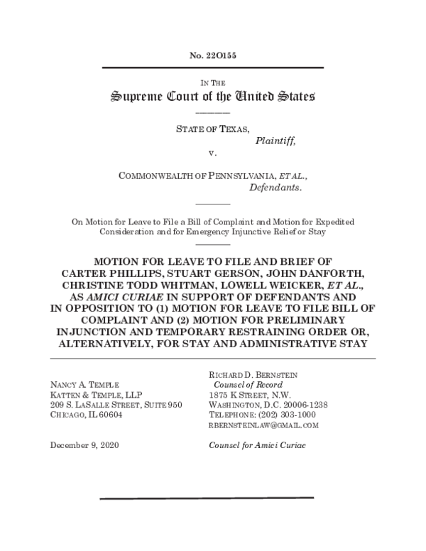 (PDF) United States Supreme Court - Texas v. Pennsylvania - MOTION FOR ...