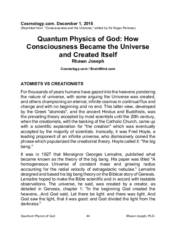 (PDF) Quantum Physics of God Quantum Physics of God: How Consciousness ...