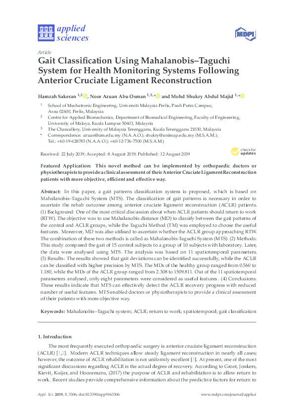 (PDF) Gait Classification Using Mahalanobis-Taguchi System for Health Monitoring Systems ...