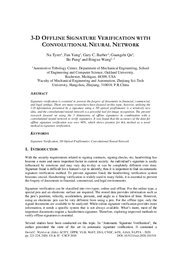 (PDF) 3-D OFFLINE SIGNATURE VERIFICATION WITH CONVOLUTIONAL NEURAL NETWORK