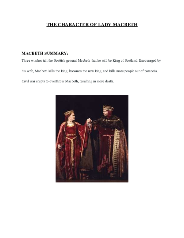 (DOC) THE CHARACTER OF LADY MACBETH MACBETH
