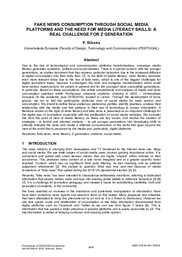 (PDF) FAKE NEWS CONSUMPTION THROUGH SOCIAL MEDIA PLATFORMS AND THE NEED ...