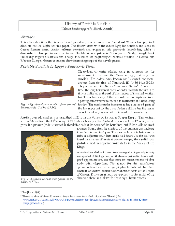 (PDF) History of Portable Sundials