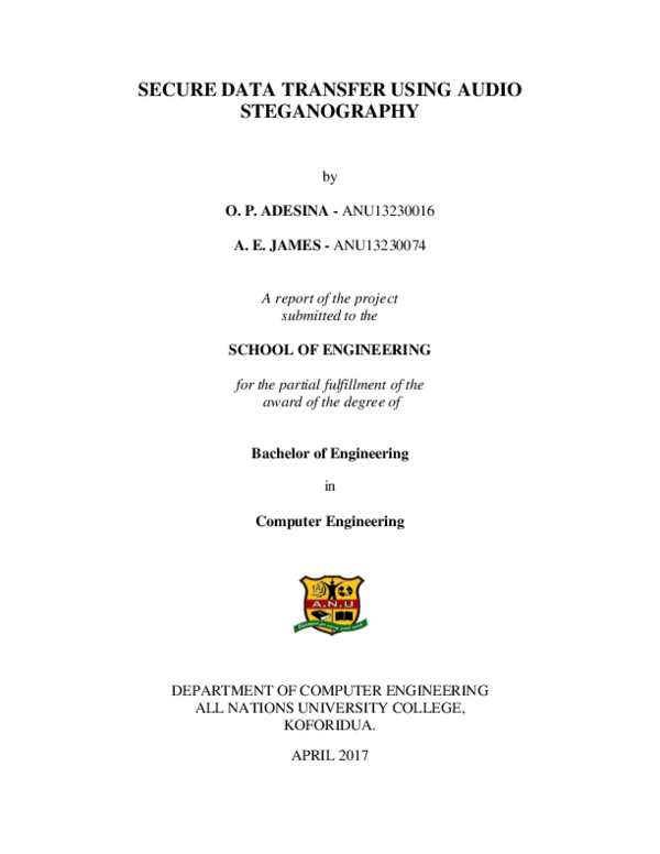 (PDF) SECURE DATA TRANSFER USING AUDIO STEGANOGRAPHY