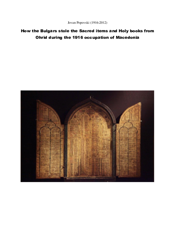 (PDF) How the Bulgars stole the Sacred items and Holy books from Ohrid ...