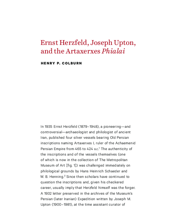 (PDF) Ernst Herzfeld, Joseph Upton and the Artaxerxes Phialai