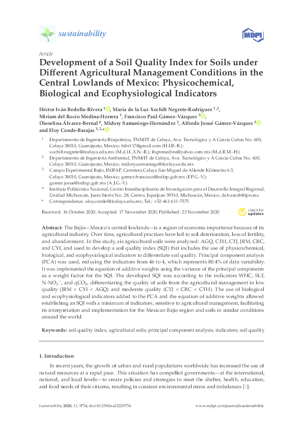 (PDF) Development of a Soil Quality Index for Soils under Different ...