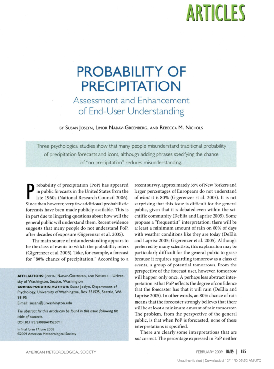 (PDF) Probability of Precipitation: Assessment and Enhancement of End ...