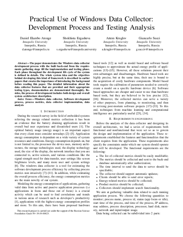 (PDF) Practical Use of Windows Data Collector: Development Process and ...