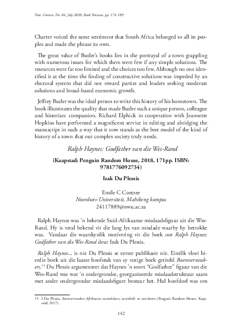 (PDF) Ralph Haynes: Godfather van die Wes-Rand