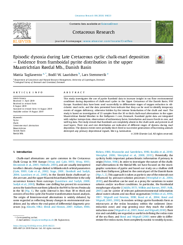 (PDF) Episodic dysoxia during Late Cretaceous cyclic chalk-marl ...