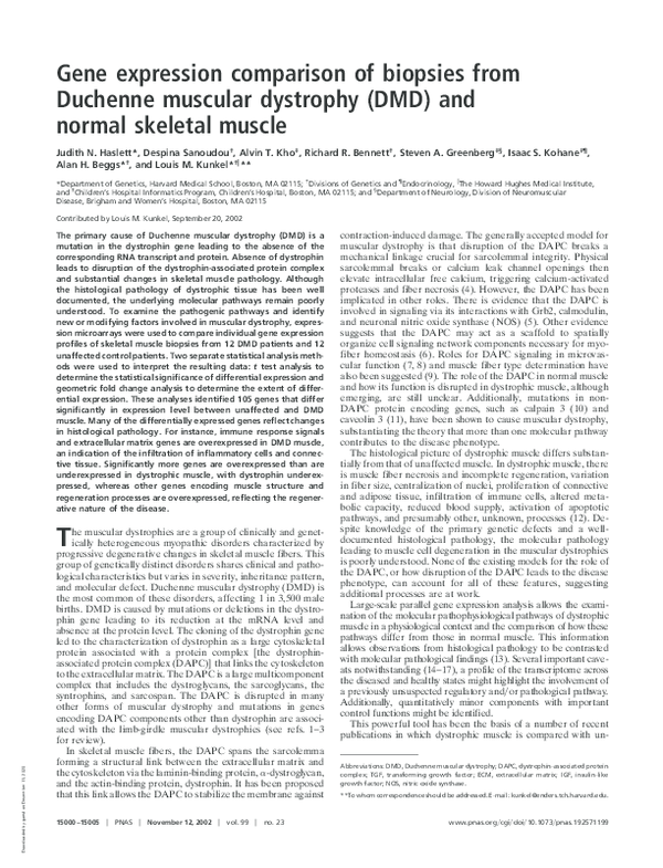 (PDF) Gene expression comparison of biopsies from Duchenne muscular ...