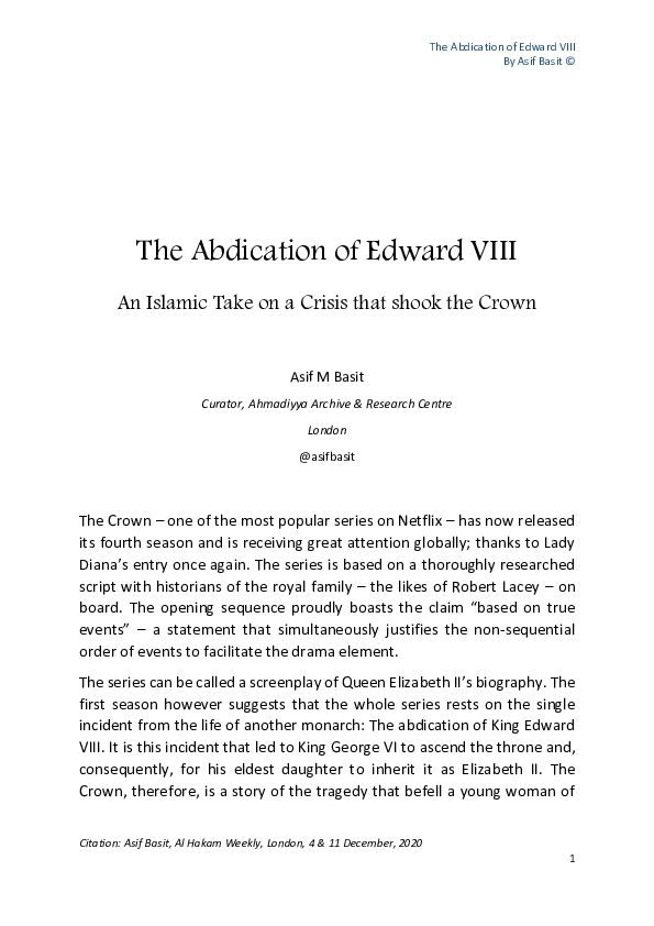 (PDF) The Abdication of Edward VIII The Abdication of Edward VIII An ...