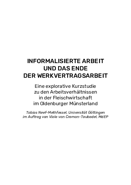 (PDF) Informalisierte Arbeit und das Ende der Werkvertragsarbeit. Eine ...