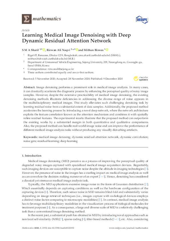 (PDF) Learning Medical Image Denoising with Deep Dynamic Residual ...