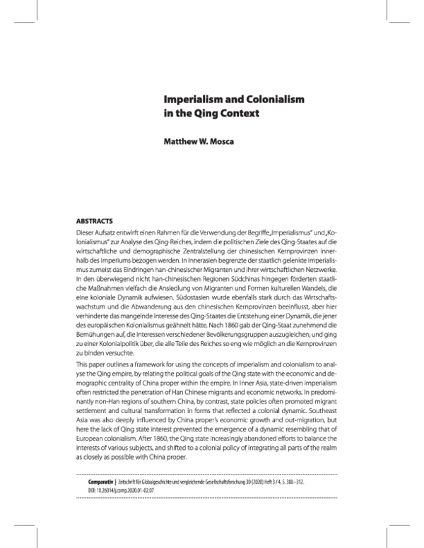 (PDF) Imperialism and Colonialism in the Qing Context