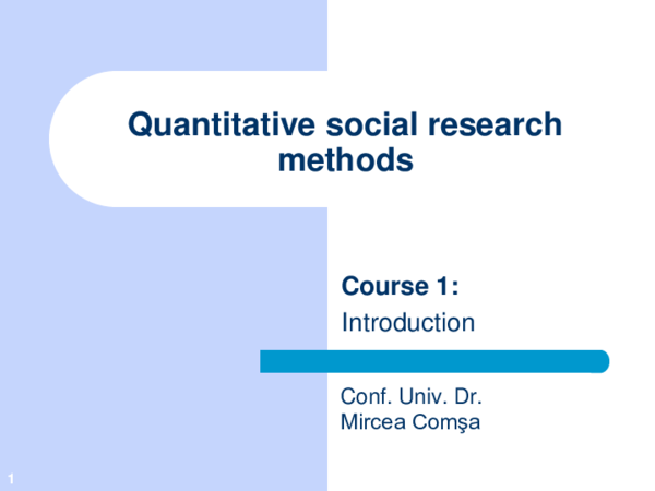 (PDF) Quantitative social research methods