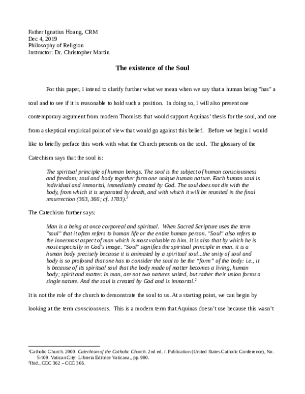 (PDF) The existence of the Soul