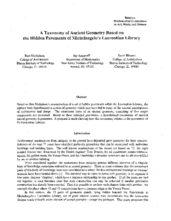(PDF) Mathematical Connections in Art, Music, and Science A Taxonomy of ...