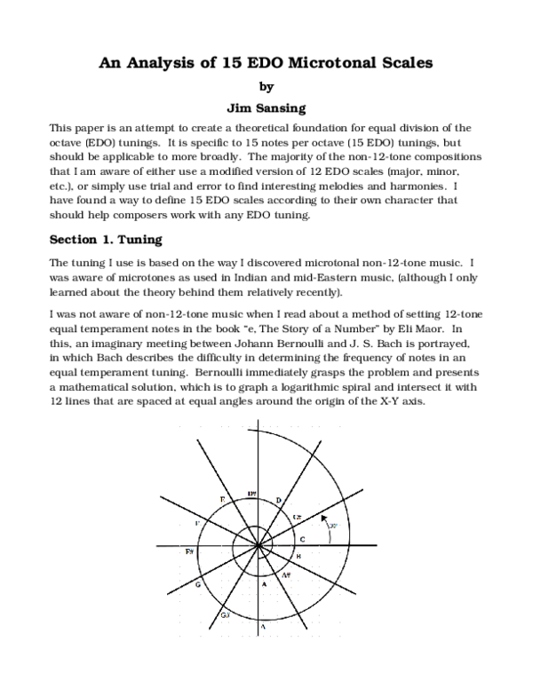 (PDF) An Analysis of 15 EDO Microtonal Scales
