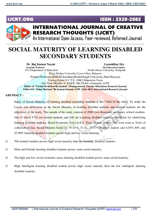(PDF) ISSN: 2320-2882 IJCRT2003047 International Journal of Creative ...
