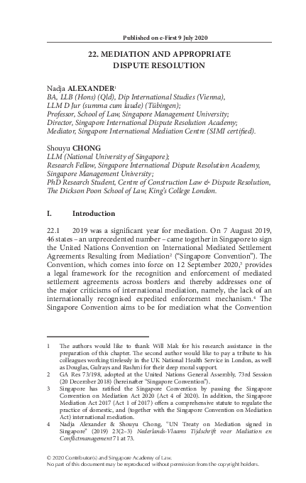 (PDF) Mediation and Appropriate Dispute Resolution