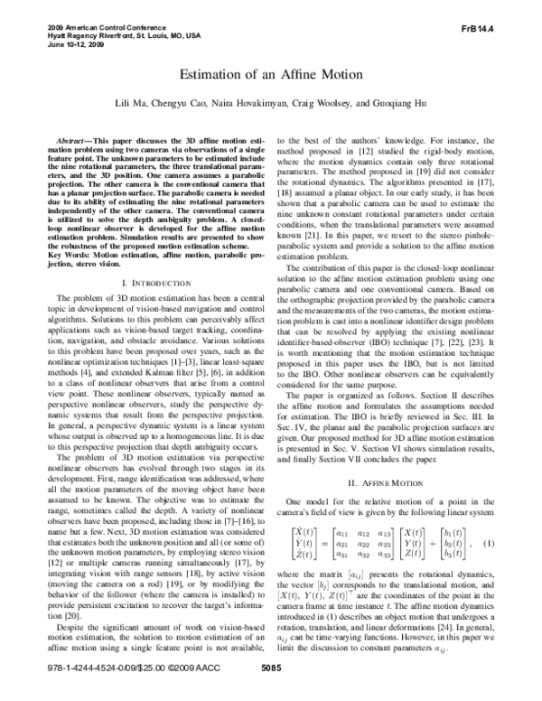 (PDF) Estimation of an affine motion